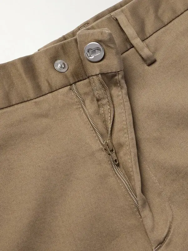 Nn07 Theo 1420 Tapered Organic Cotton-blend Twill Chinos - Brown