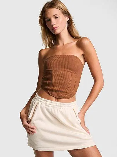 Pink Cinched Strapless Corset Top