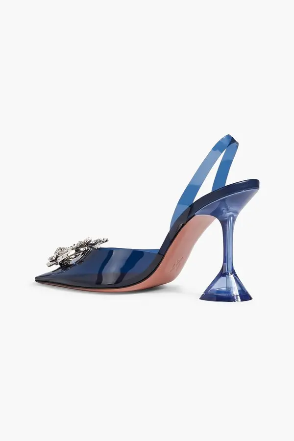 Amina Muaddi Begum Crystal-embellished Slingback Pumps - Navy