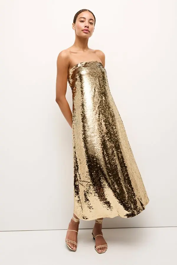 express faux leather dress Taupe Bloom Sequin Flower Party Dress Taupe / 2T/3T main image 0