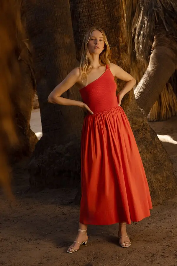 MARIE OLIVER Tobie One-shoulder Dress - Fuego