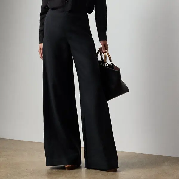 Ralph Lauren Daria Linen Wide-leg Pant - Black