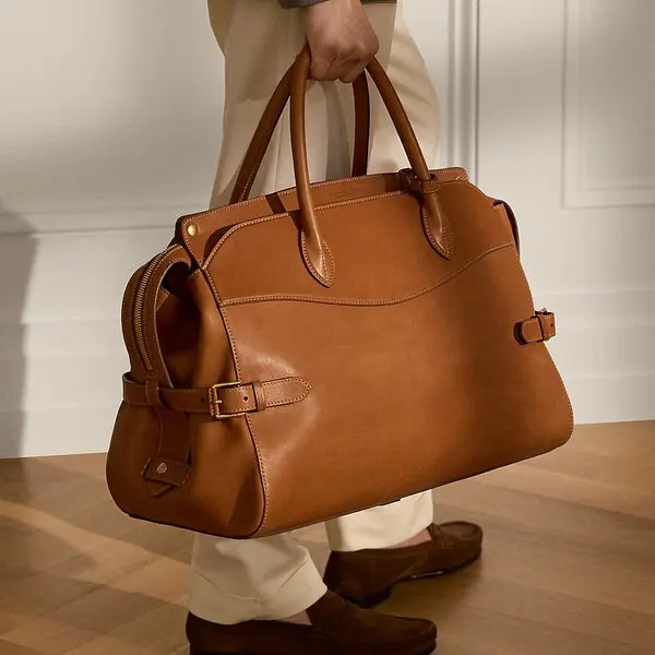 Ralph Lauren Bedford Calfskin Weekender Bag - Gold