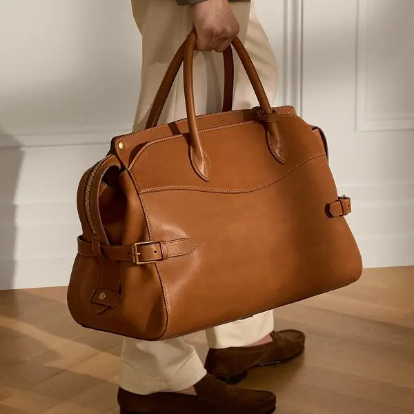 Ralph Lauren Bedford Calfskin Weekender Bag - Gold