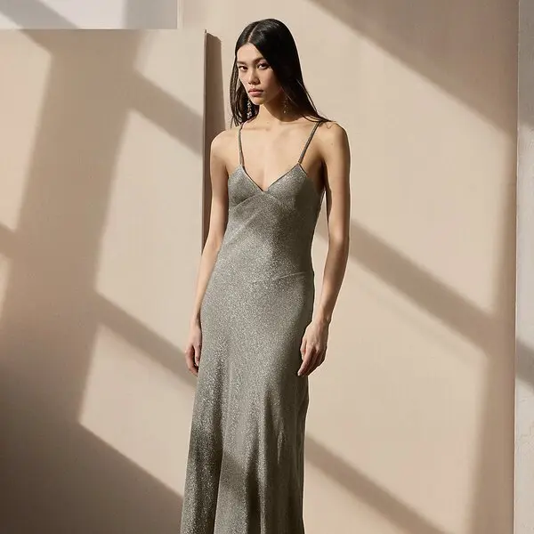 Ralph Lauren Natalie Textured Metallic Evening Dress In Asteroid - 30% Off  | Editorialist