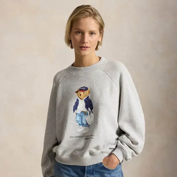 Ralph Lauren Polo Bear Fleece Crewneck Sweatshirt - Light Smoke Heather