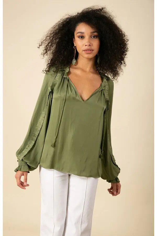 Hale Bob Remington Pleated Top - Green