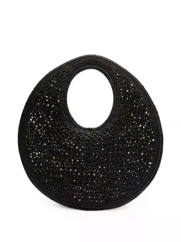 Jacquemus Le Rond Spiaggia Raffia Shoulder Bag - Black