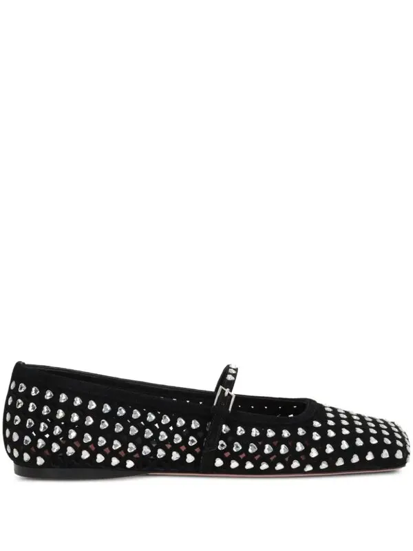 Amina Muaddi Anne Embellished Ballerina Shoes - Black