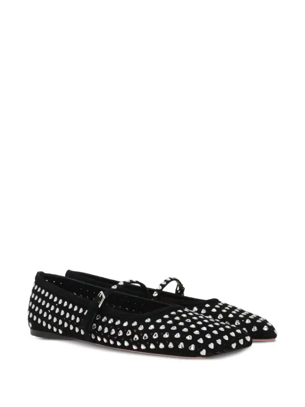 Amina Muaddi Anne Embellished Ballerina Shoes - Black