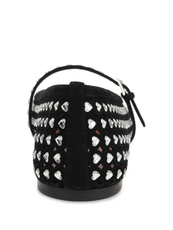 Amina Muaddi Anne Embellished Ballerina Shoes - Black