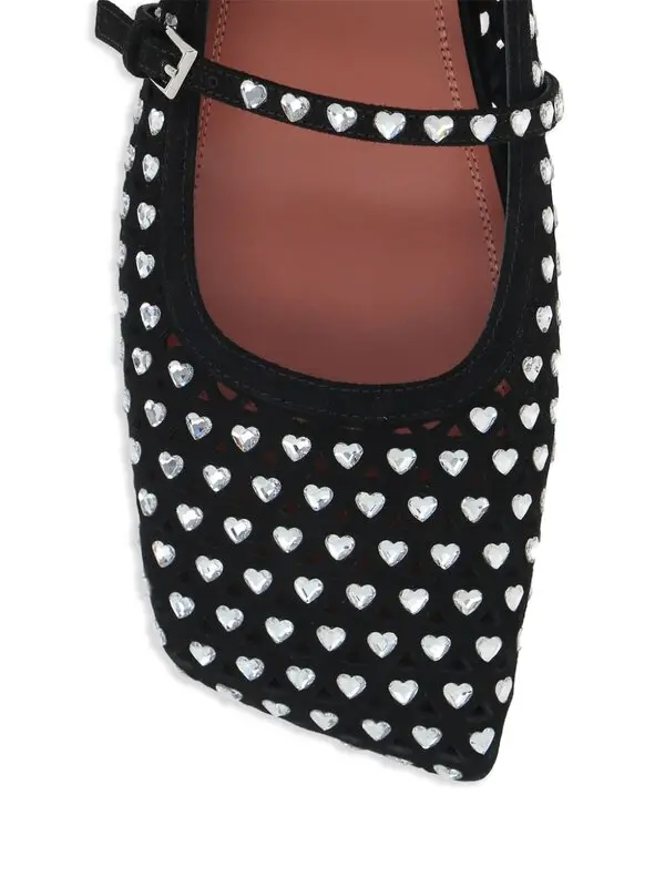 Amina Muaddi Anne Embellished Ballerina Shoes - Black