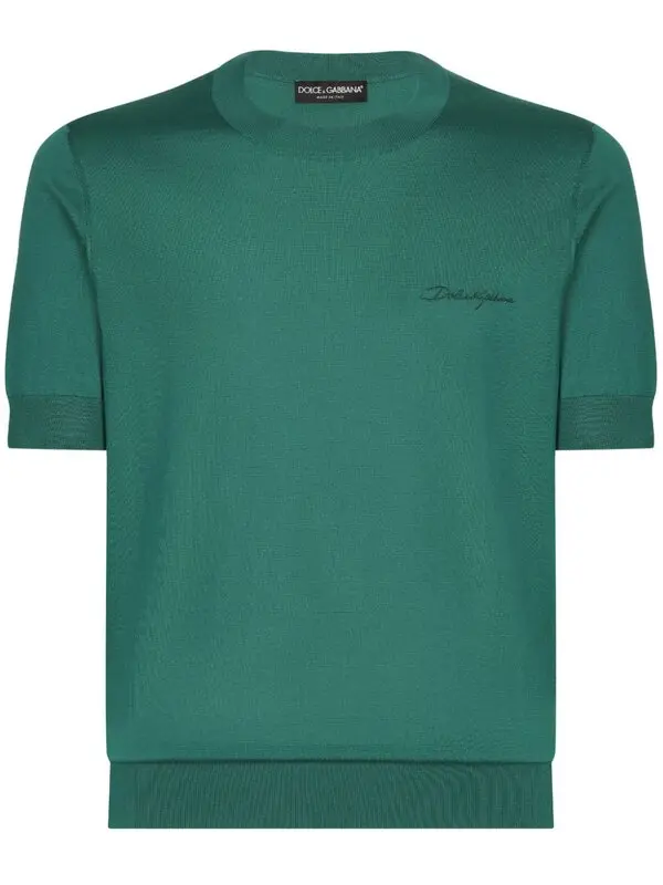 Dolce & Gabbana Logo-embroidered Silk Sweater - Green