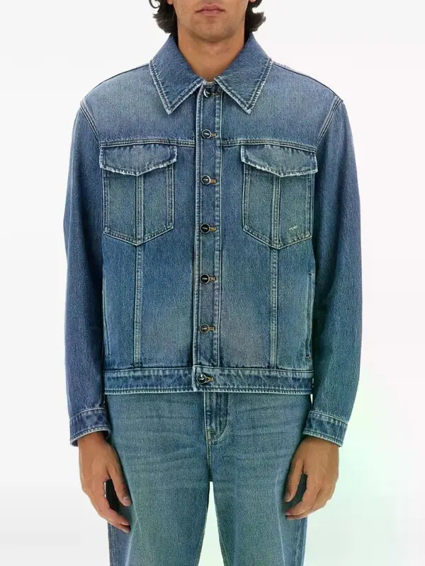 Fendi Buttoned Cotton Denim Jacket - Blue