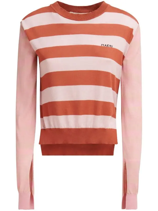 Marni Striped Cotton Jumper - Pink
