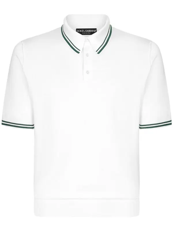 Dolce & Gabbana Striped-border Silk Polo Shirt