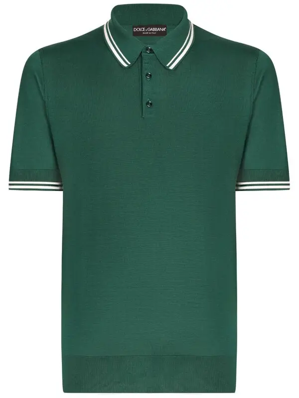 Dolce & Gabbana Striped-border Silk Polo Shirt