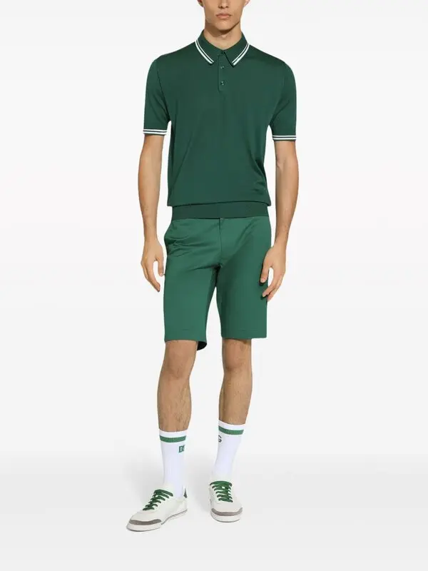 Dolce & Gabbana Striped-border Silk Polo Shirt