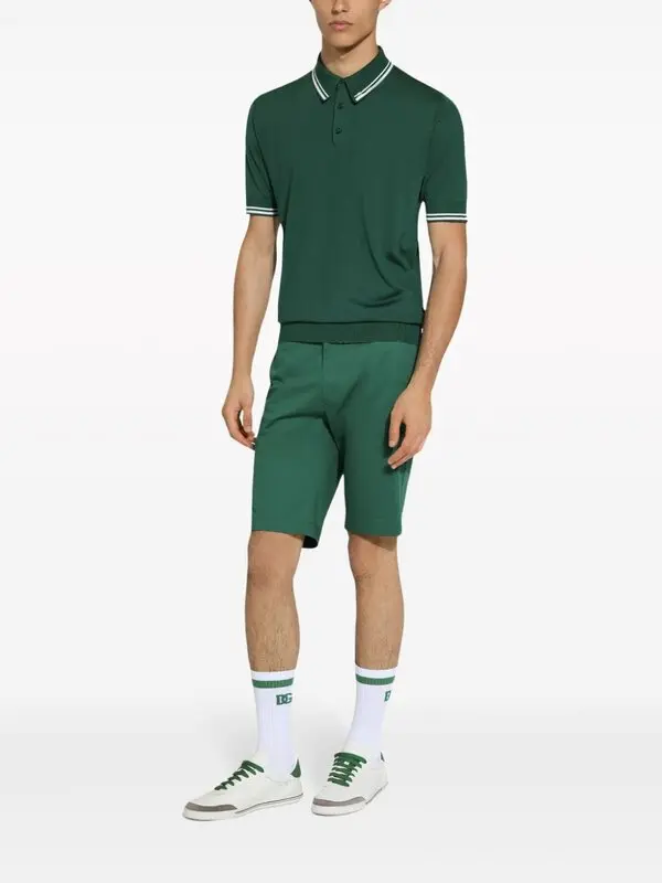 Dolce & Gabbana Striped-border Silk Polo Shirt
