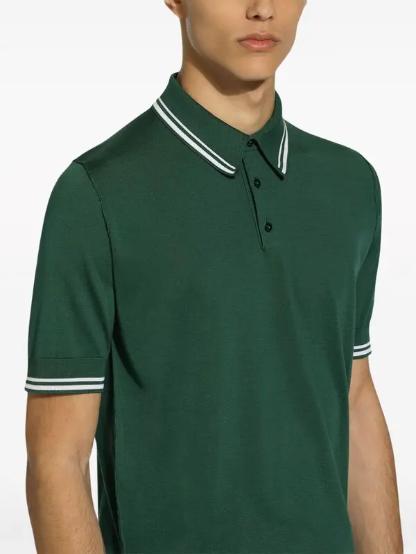Dolce & Gabbana Striped-border Silk Polo Shirt