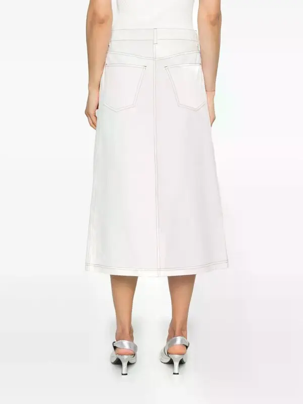 TOTEME Contrast-stitching Midi Skirt - White
