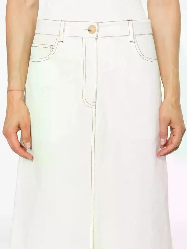 TOTEME Contrast-stitching Midi Skirt - White