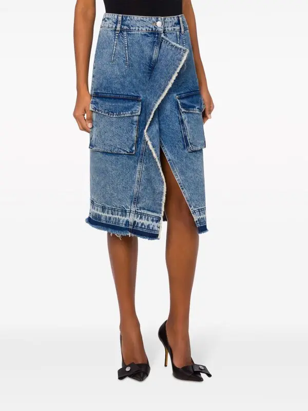 Moschino Asymmetric Cargo Denim Skirt