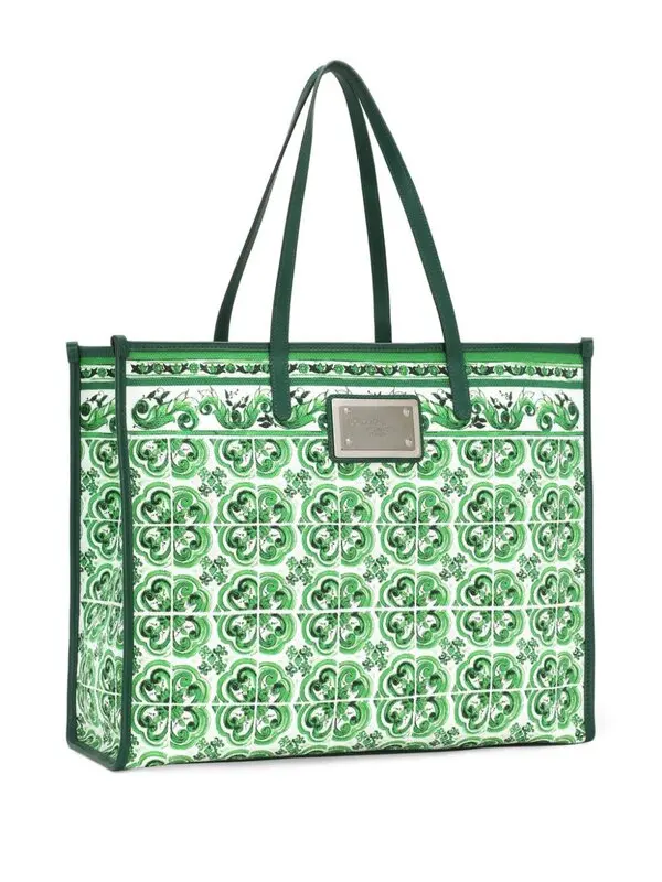 Dolce & Gabbana Majolica Print Canvas Tote - Green