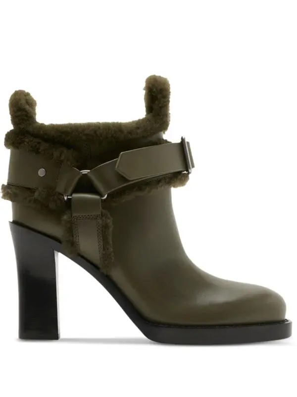 Burberry Buckled Leather Biker Boots