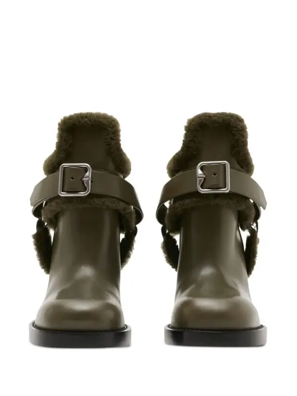 Burberry Buckled Leather Biker Boots