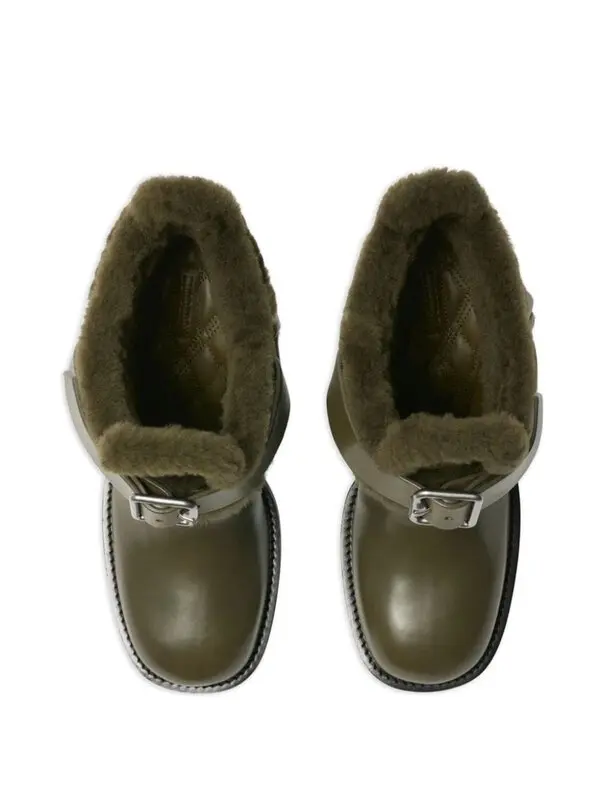 Burberry Buckled Leather Biker Boots