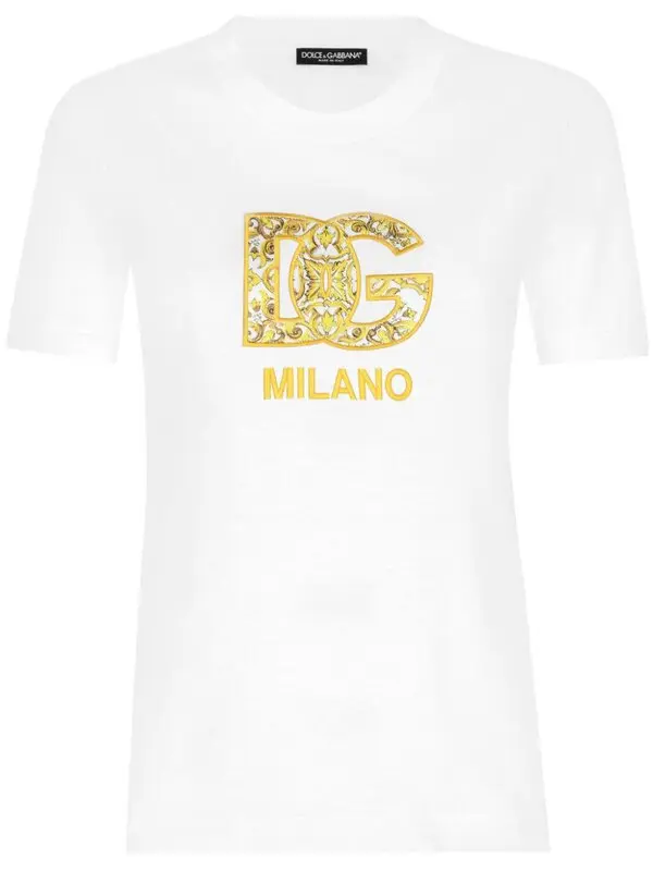 Dolce & Gabbana Embroidered Cotton T-shirt - White