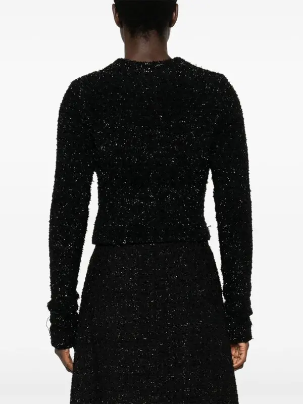 Balenciaga Cropped Bouclé Jacket - Black