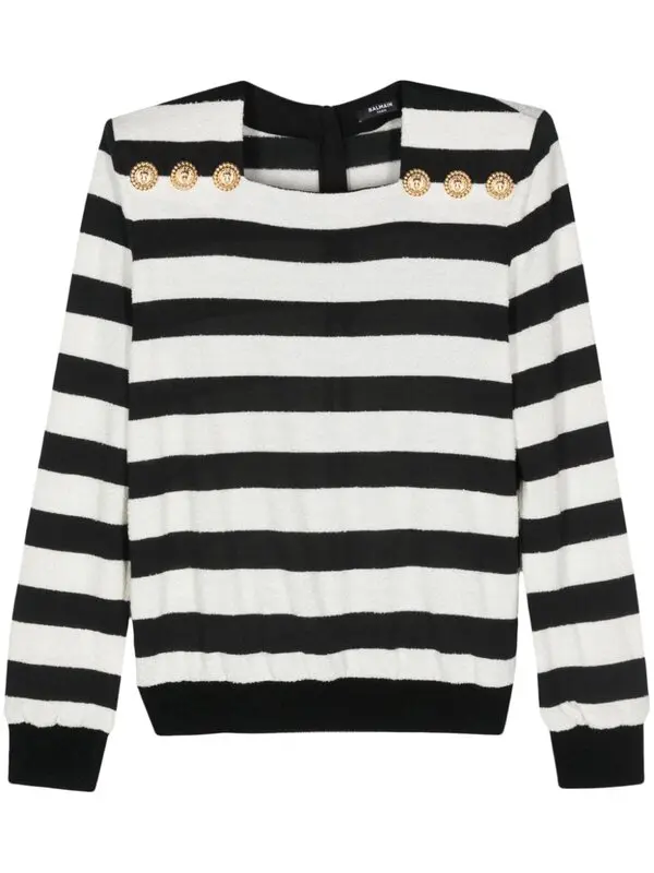 Balmain Embossed-button Striped Jumper