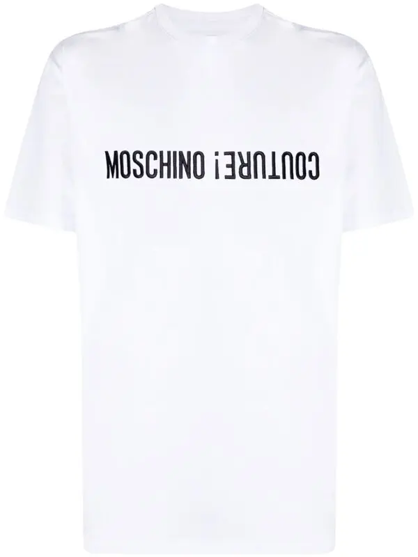 Moschino Logo-embroidered Cotton T-shirt - White