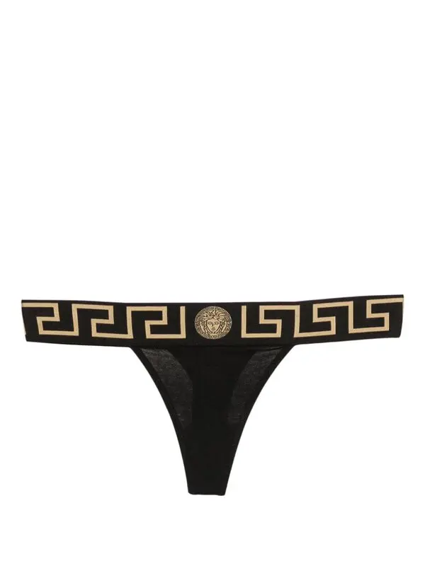 Versace Greca Border Thong - Black