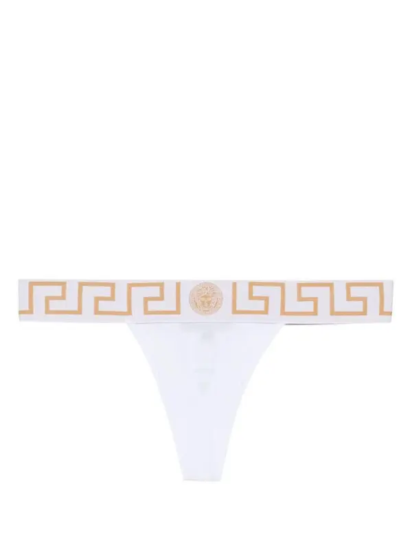 Versace Greca Border Thong - White