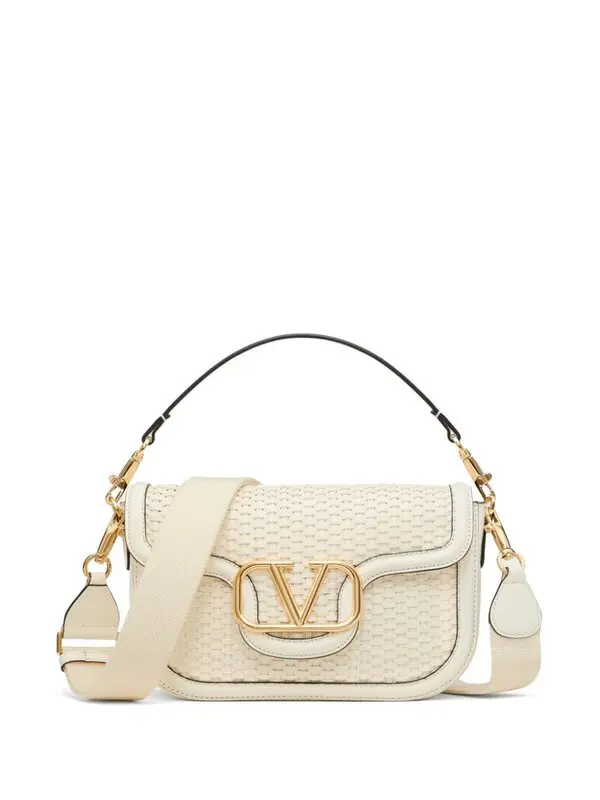 Valentino Garavani Alltime Woven Leather Shoulder Bag - Neutrals