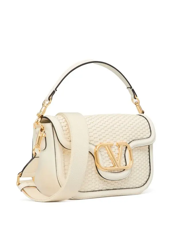 Valentino Garavani Alltime Woven Leather Shoulder Bag - Neutrals