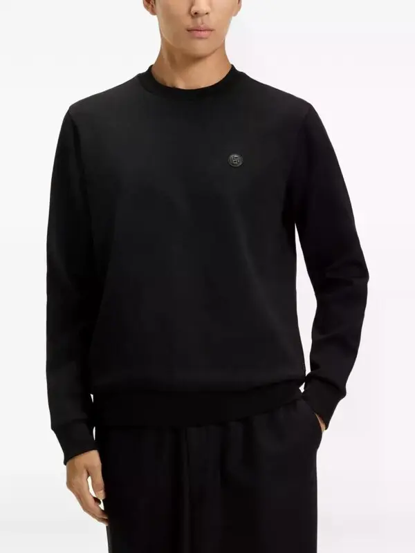 BOSS Logo Patch Crewneck Sweatshirt - Black