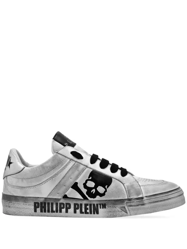 Philipp Plein Skull & Bones Metallic Sneakers