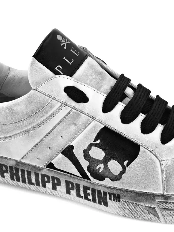 Philipp Plein Skull & Bones Metallic Sneakers