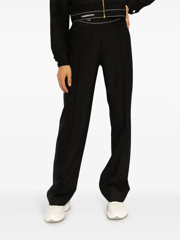 Casablanca Pressed-crease Virgin Wool Trousers - Black