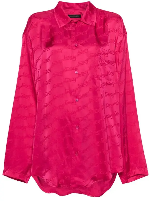 Balenciaga Jacquard-logo Satin Shirt