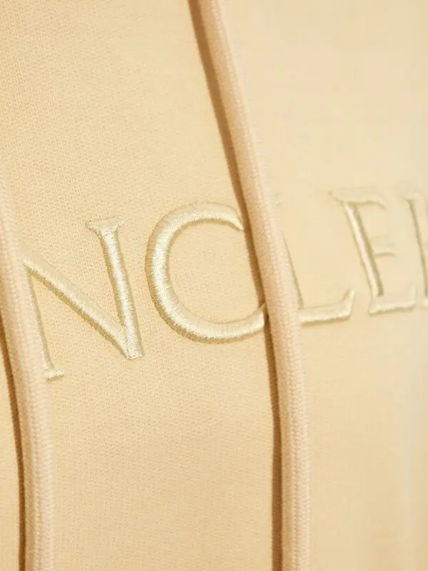 Moncler Logo-embroidered Cotton Hoodie - Neutrals