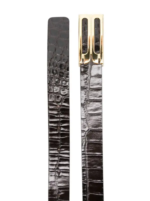 Victoria Beckham Embossed Leather Belt - Brown
