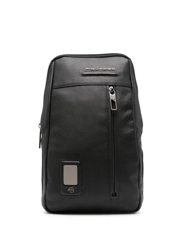 PIQUADRO Akron Leather Messenger Bag - Black