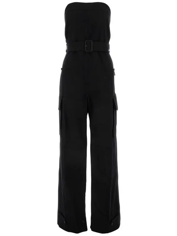Saint Laurent Strapless Belted Jumpsuit - Black