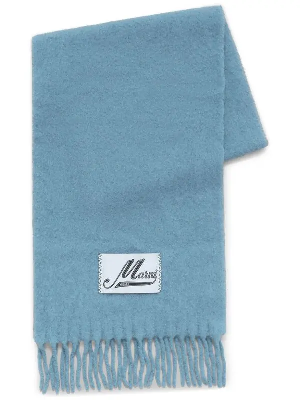 Marni Logo-patch Alpaca Wool-blend Scarf - Blue