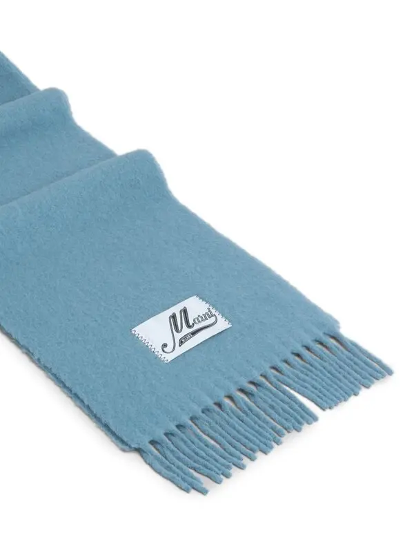 Marni Logo-patch Alpaca Wool-blend Scarf - Blue